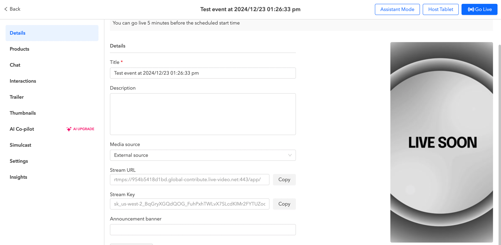 How to Go Live with Third-Party Open Broadcasting System (OBS)
