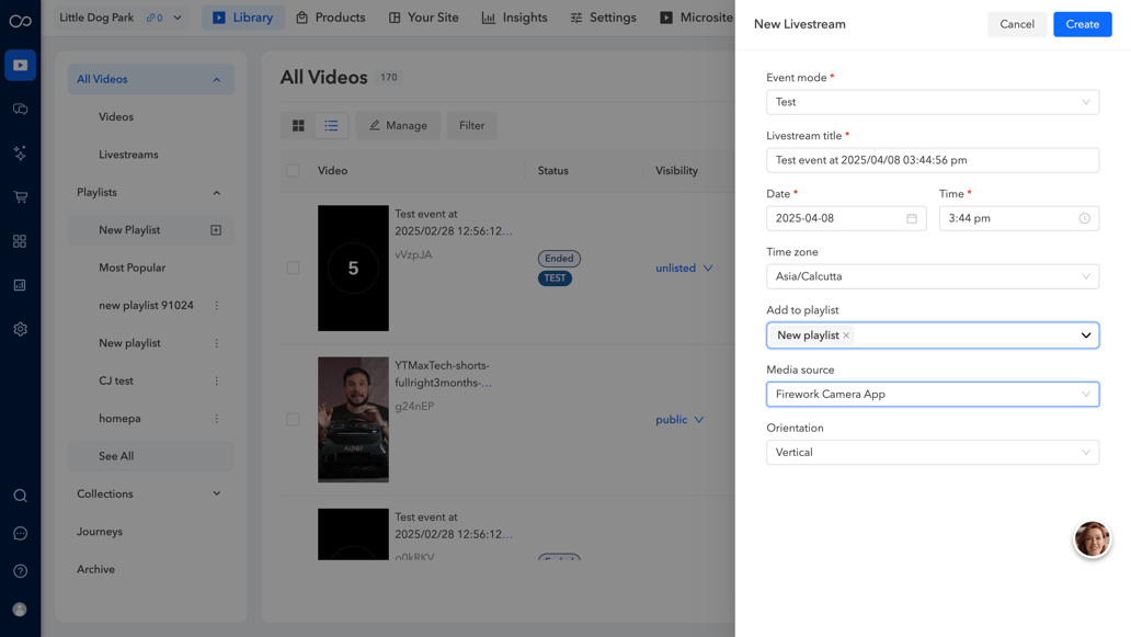 How to setup Livestream event