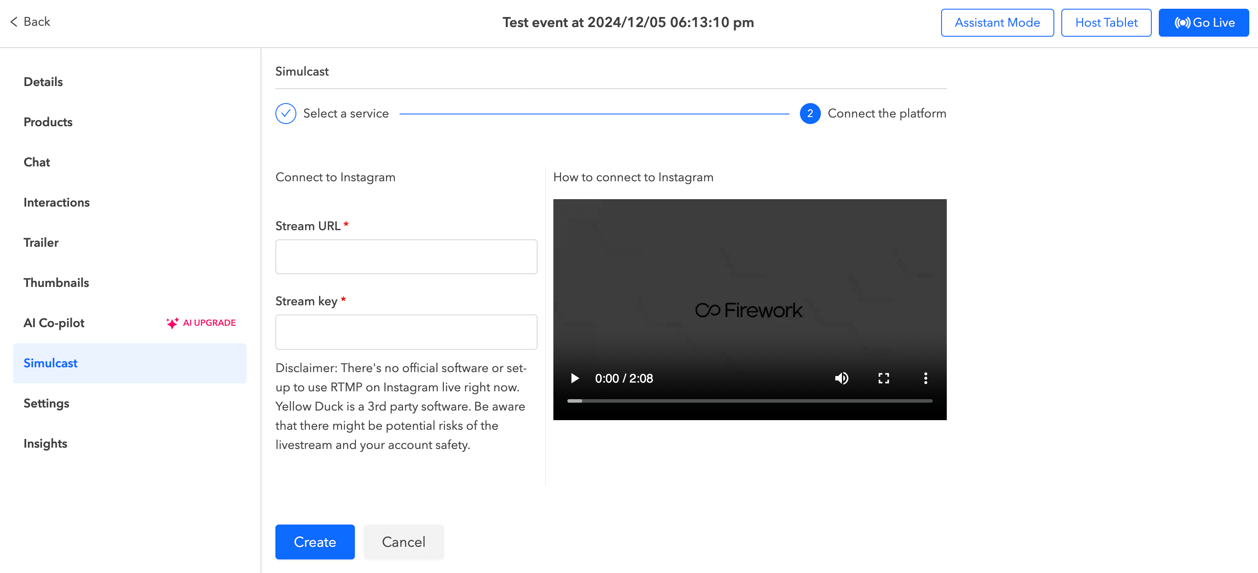 Instagram Livestream Simulcast