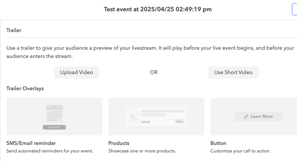 How to setup Livestream event
